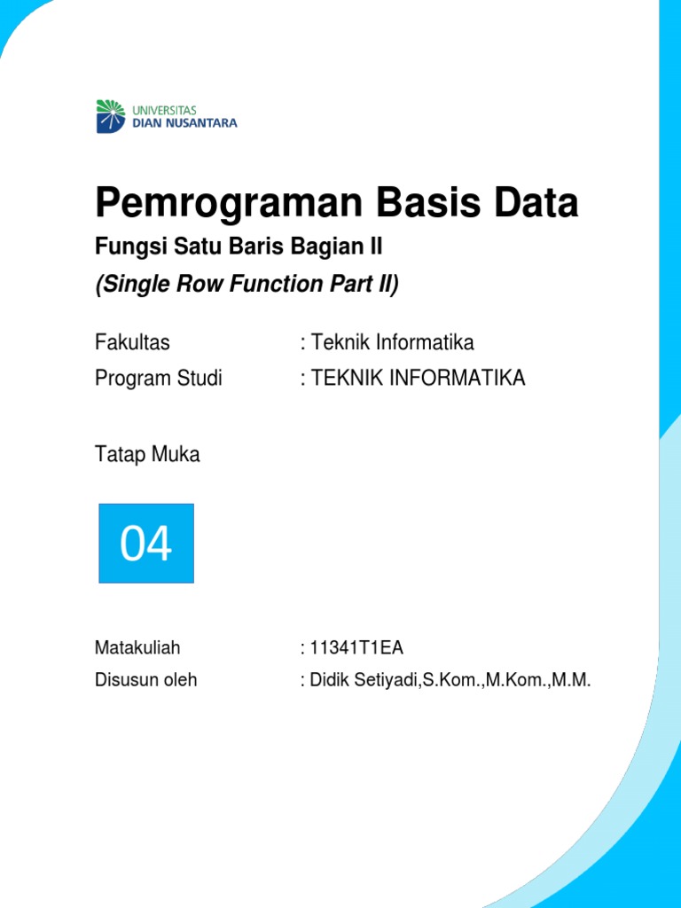 Fungsi Satu Baris dalam Pemrograman DB | PDF