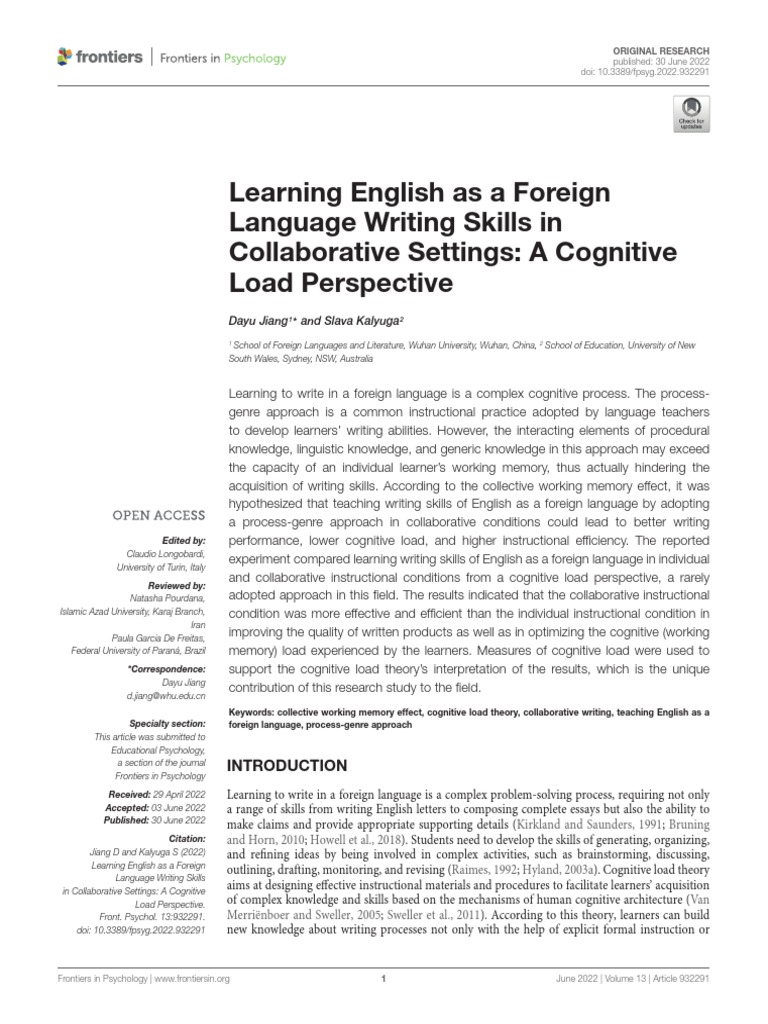 Learning English As A Foreign Language Writing Ski | PDF