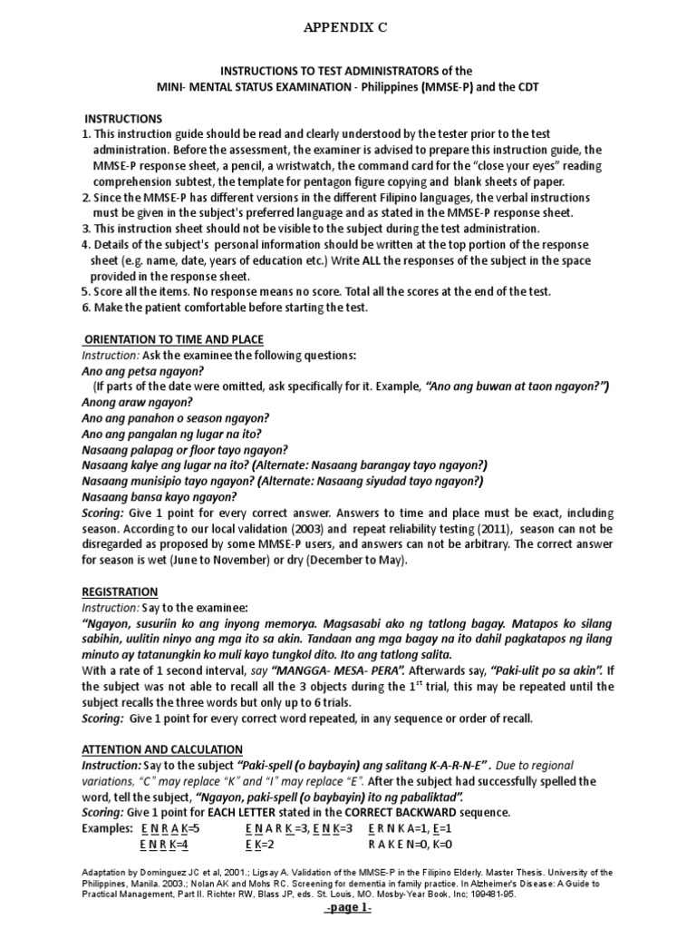 App C MMSE-Philippines | PDF