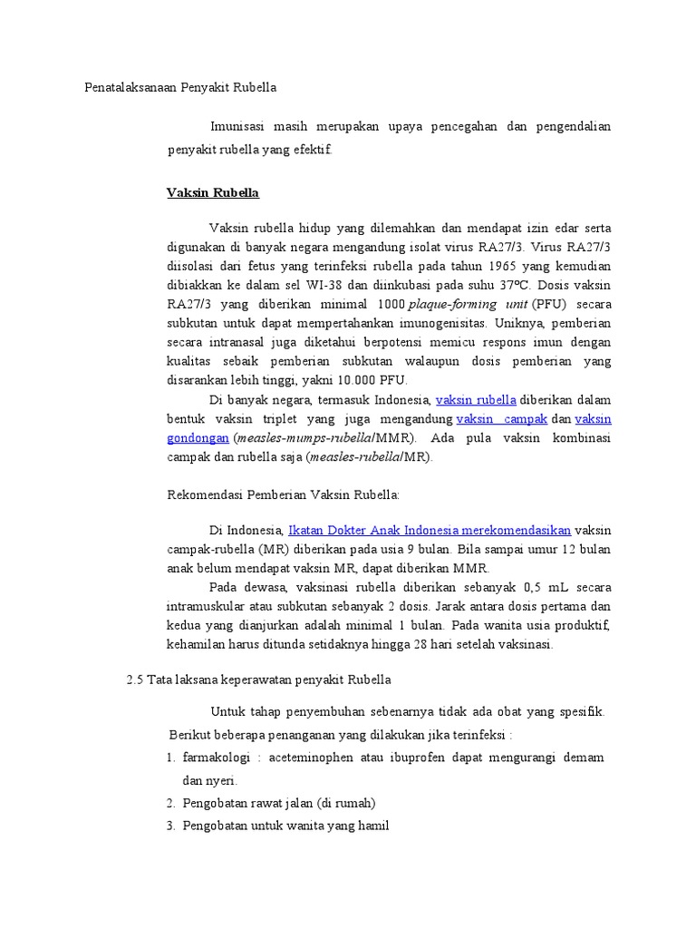 Vaksinasi dan Penanganan Rubella | PDF