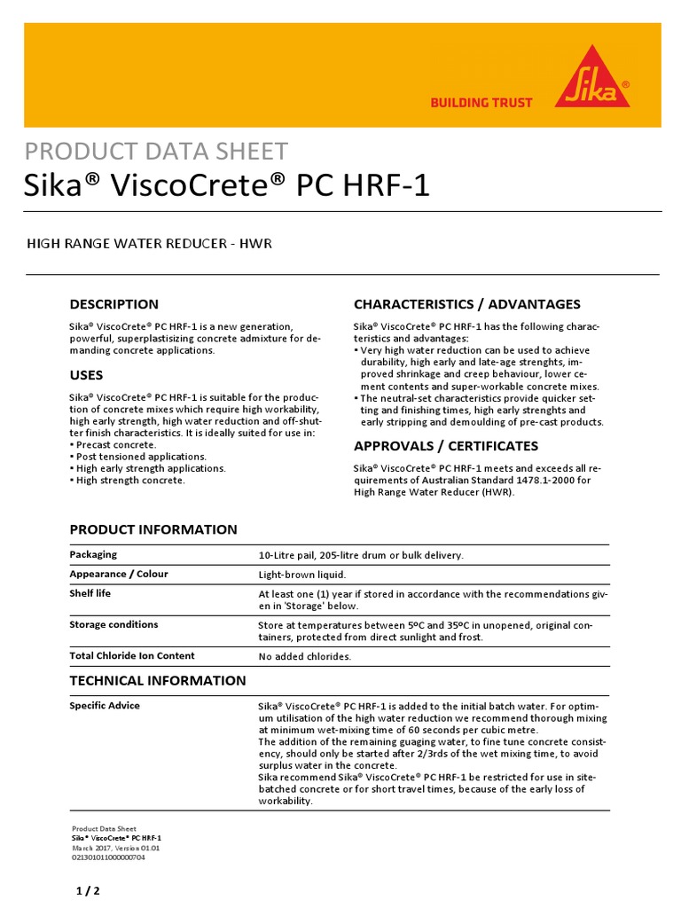 Sika Viscocrete pchrf-1 | PDF