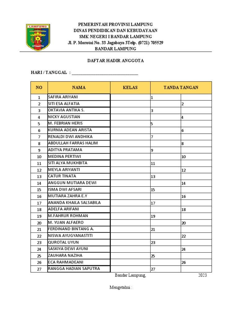 Absensi Kosong (Osis) | PDF