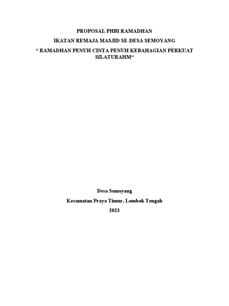 Proposal Ramadhan 2023 | PDF
