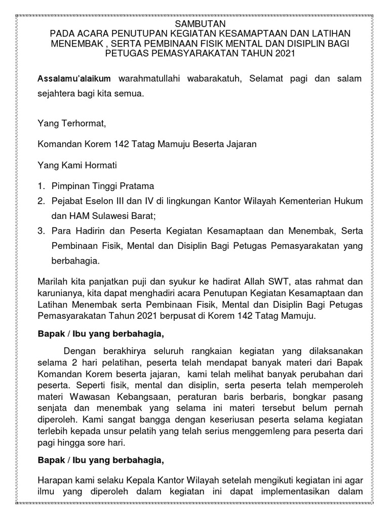 Sambutan Penutupan | PDF