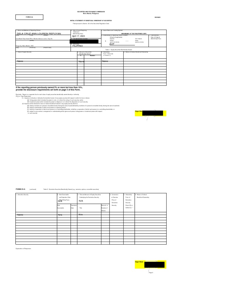 Initial Statement of Beneficial Ownership - Ann Lourein Dela Cruz ... Initial Statement of Beneficial Ownership - Ann Lourein Dela Cruz ...