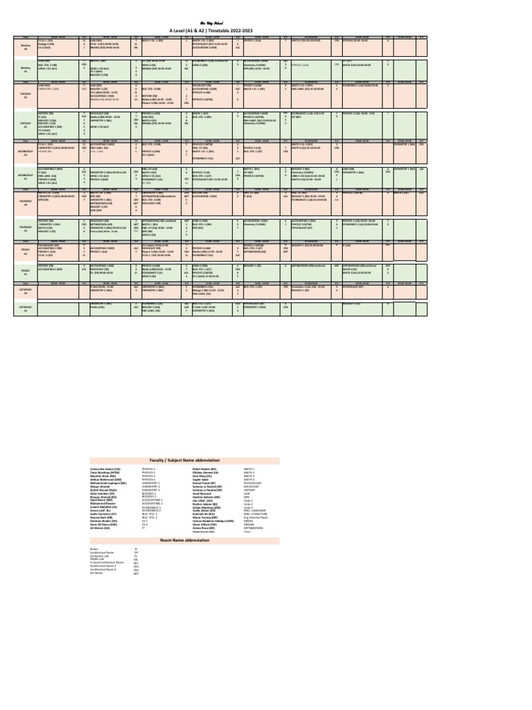 A Level Timetable 2022-2023 | PDF | Science & Mathematics