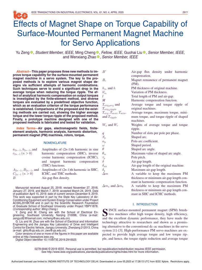 Effect Magnet Shape Torque Capability Spmsm Tie2020 Pdf