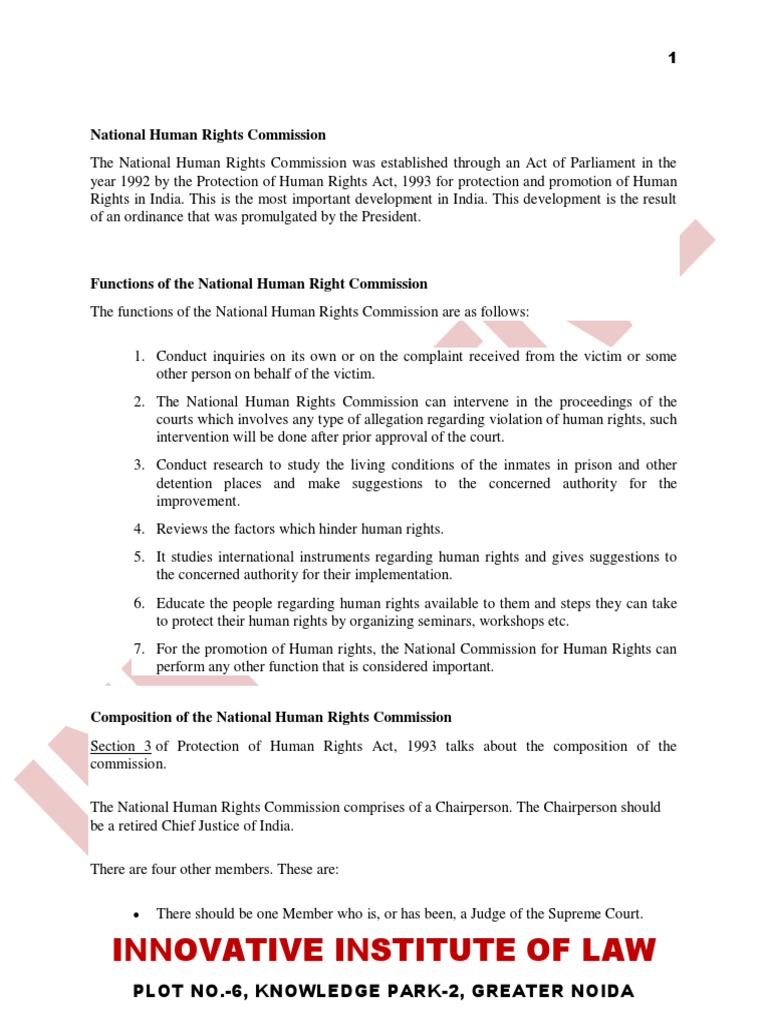 NHRC Composition Power and Function | PDF