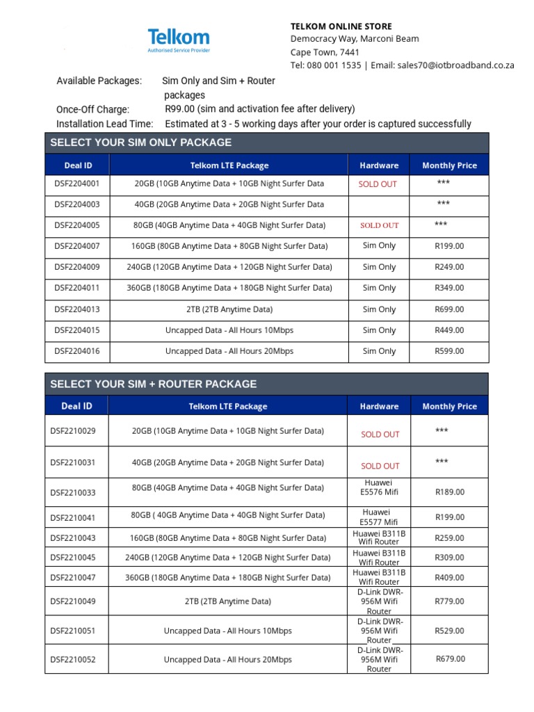 Telkom LTE Deals | PDF | Computer Science | Computer Networking