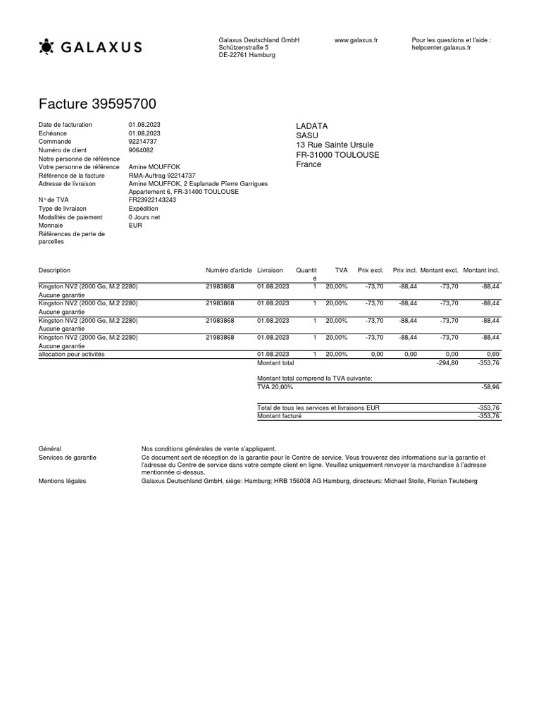 Galaxus Facture 39595700 | PDF