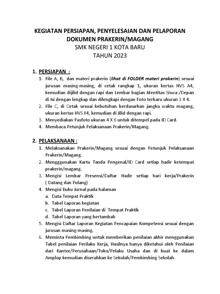 Panduan Prakerin SMK 2023 | PDF