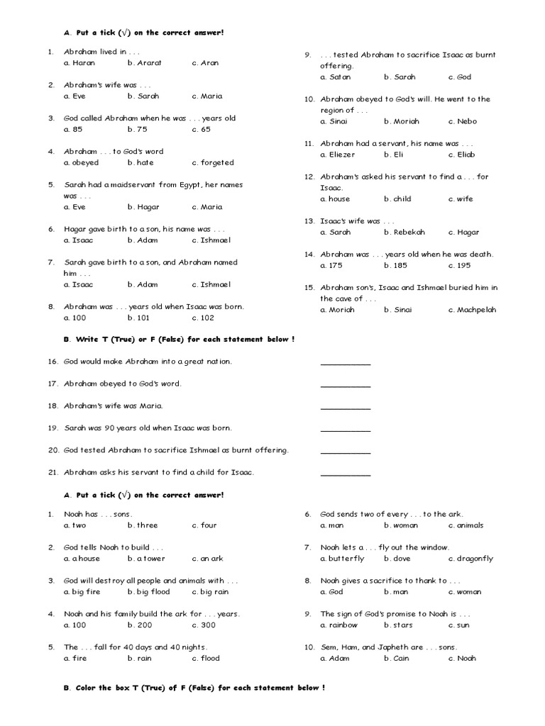 Bible Test | PDF | Jacob | Isaac