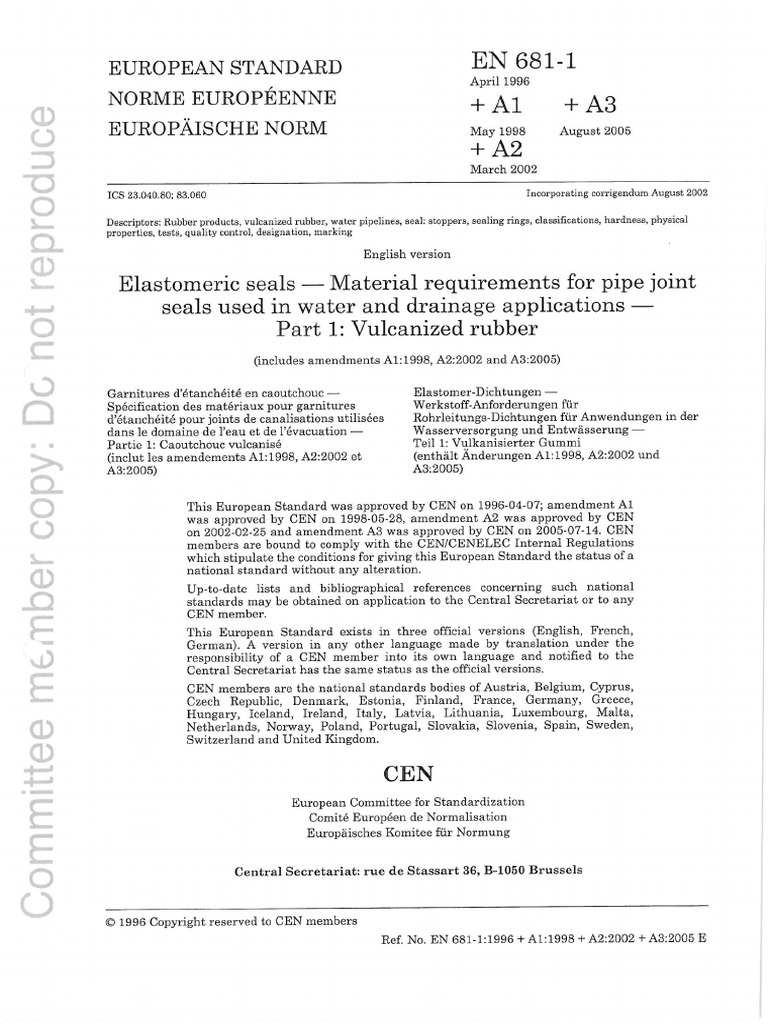 ISO EN 681-1 Wavin Apollo | PDF