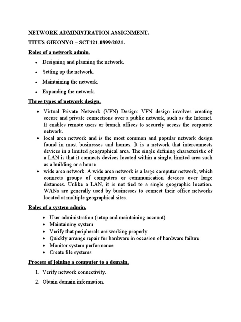 Network Administration Assignment | Download Free PDF | Computer Network | Domain Name System
