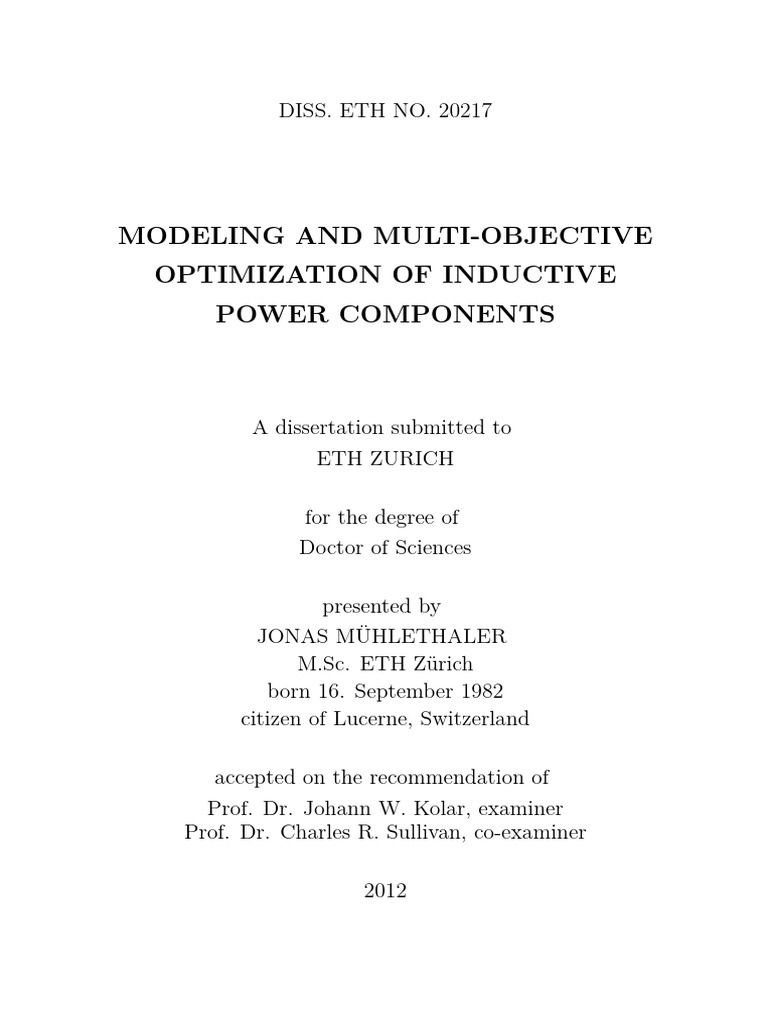 Modeling And Multi Objective Optimization Of Inductive Power Components