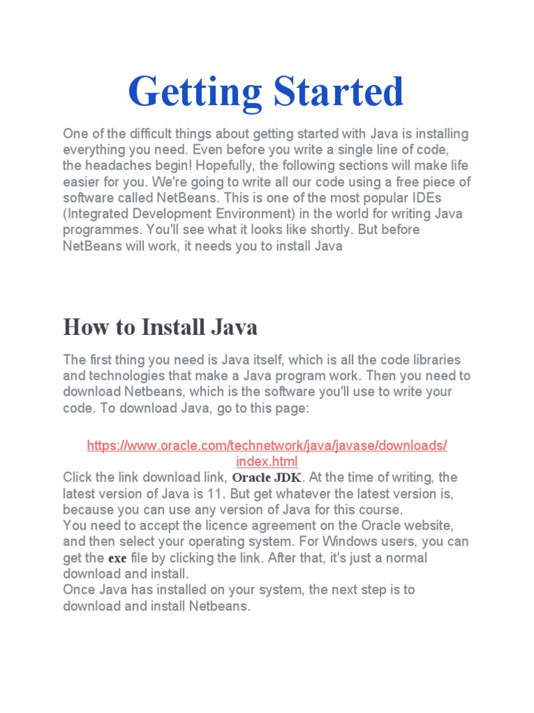 Getting Started - JavaProgramming | PDF