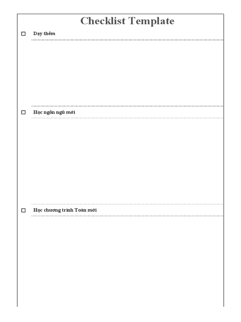 Checklist Template A4 | PDF