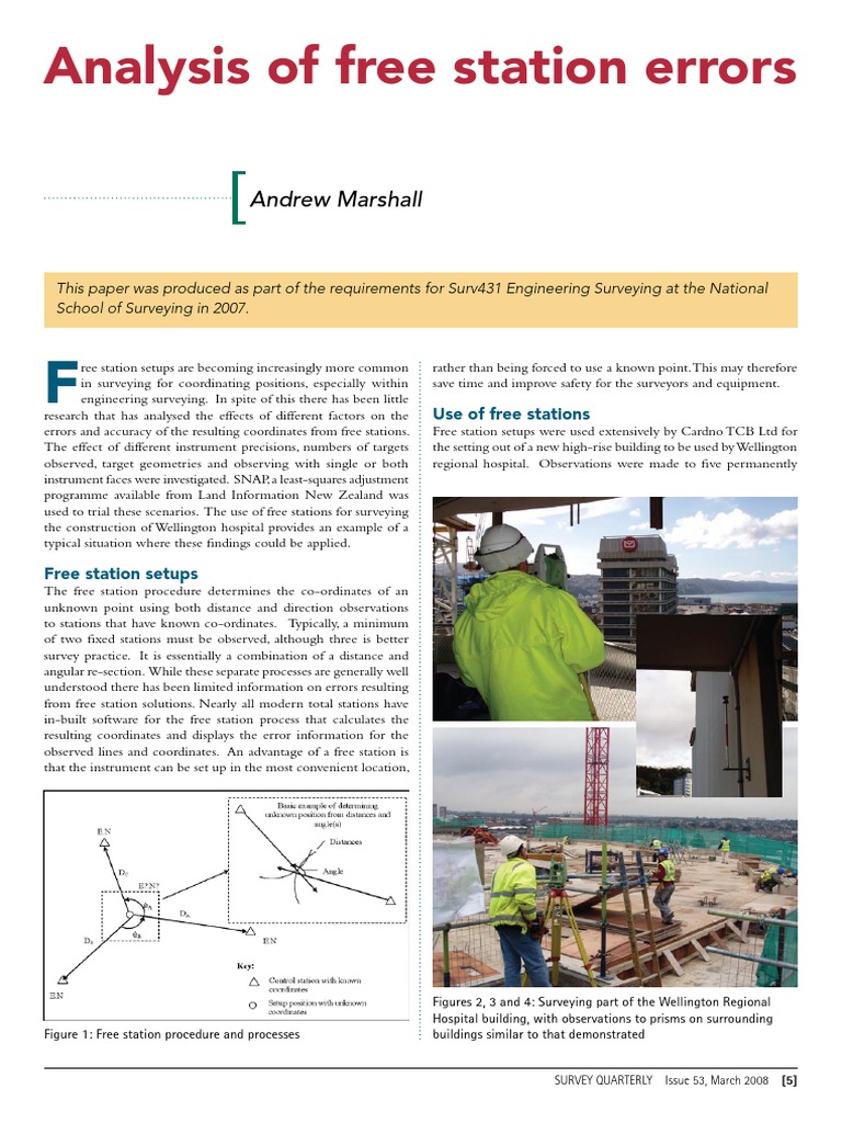 Analyzing Free Station Survey Errors | PDF
