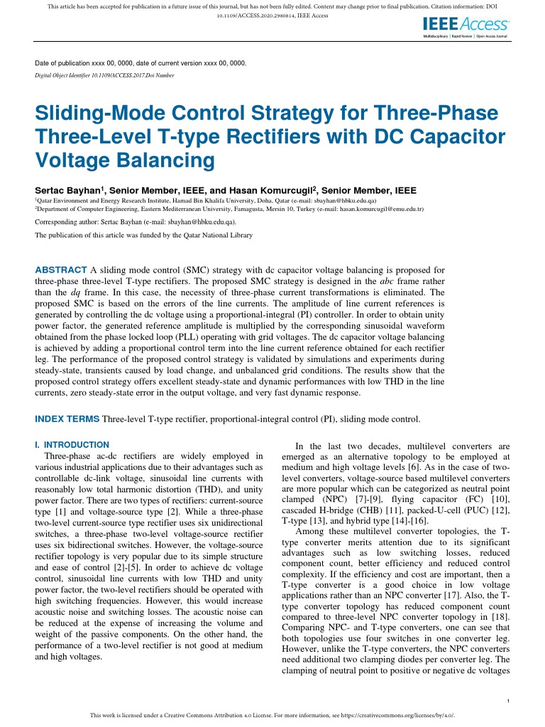 Sliding-Mode Control Strategy For Three-Phase Thre | PDF