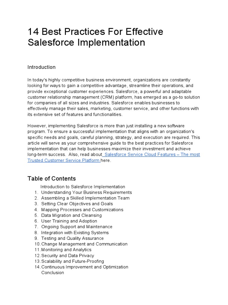 Best Practices For Salesforce Implementation | PDF