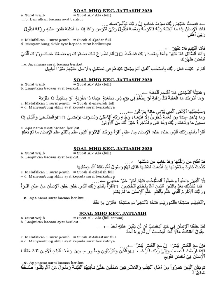 Soal MHQ Kec | PDF Soal MHQ Kec | PDF