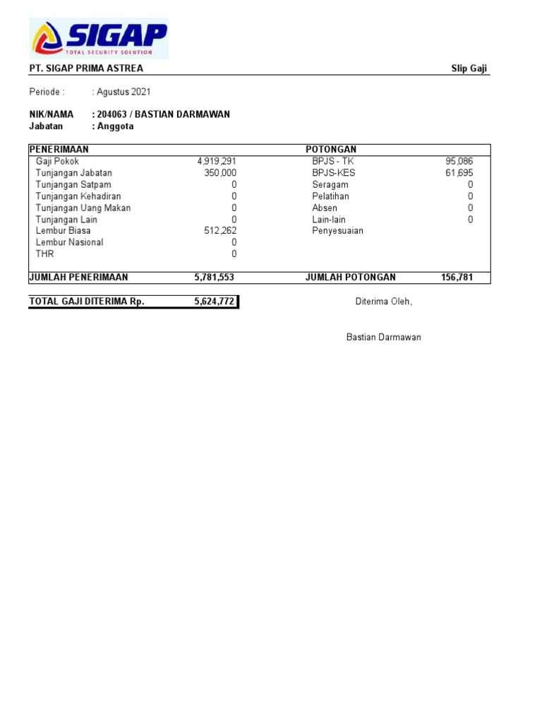 Slip Gaji Sigap Ok | PDF