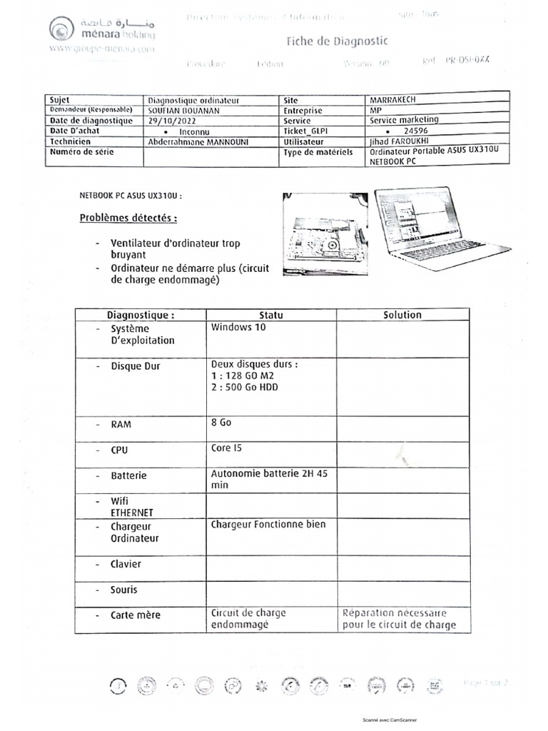 Fiche de Diagnostic | PDF