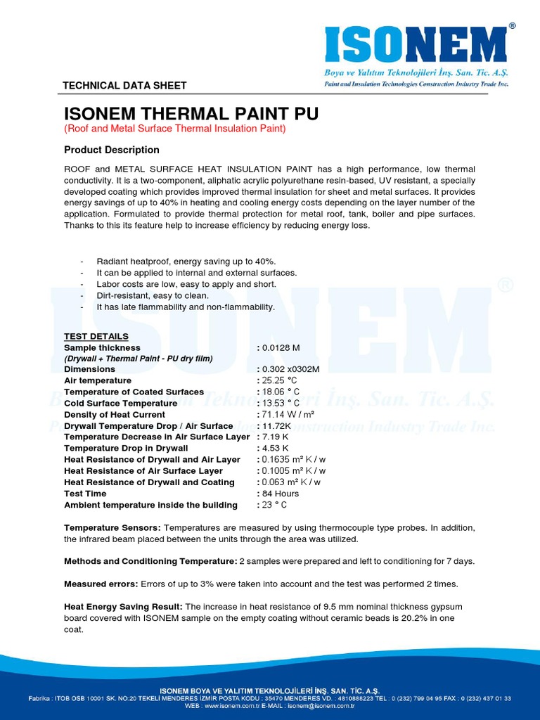 TDS en - Isonem Thermal Paint Pu 1 | PDF