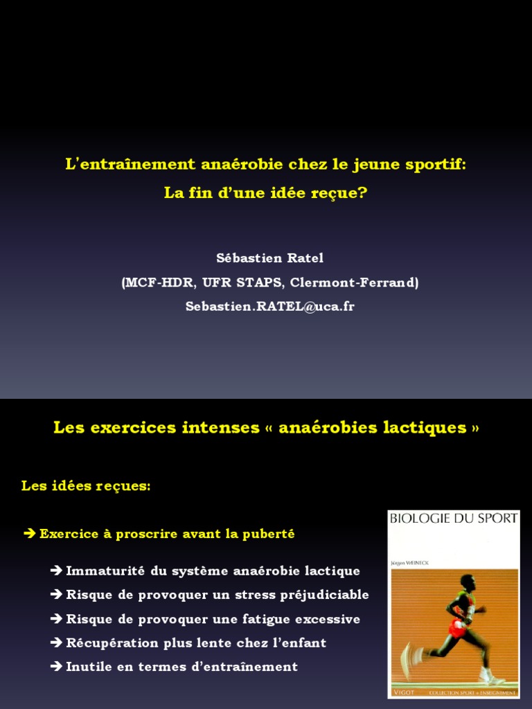 Entraînement anaérobie chez les jeunes sportifs | PDF