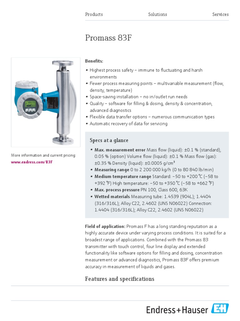 Endress-Hauser Promass 83F EN | PDF