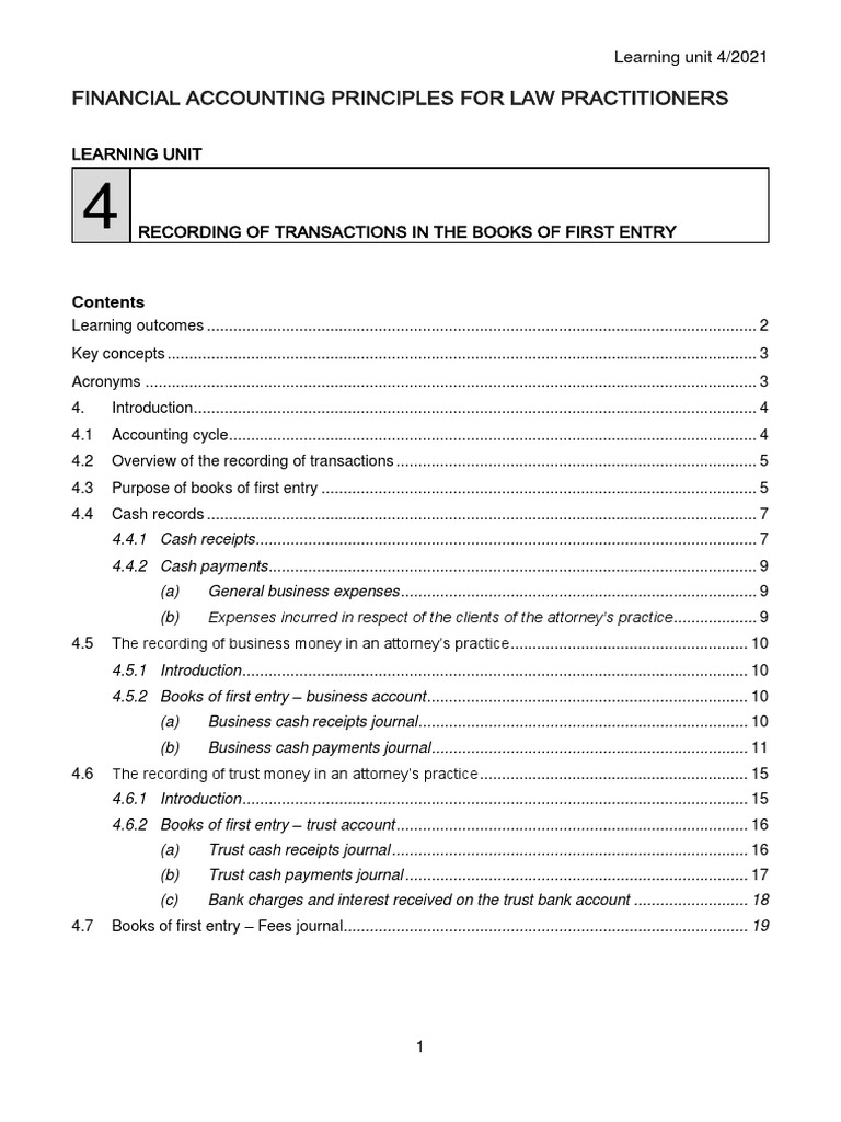 Learning Unit 4 | PDF | Debits And Credits | Business