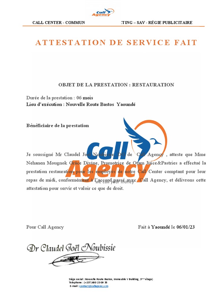 Attestion de Service Fait | PDF