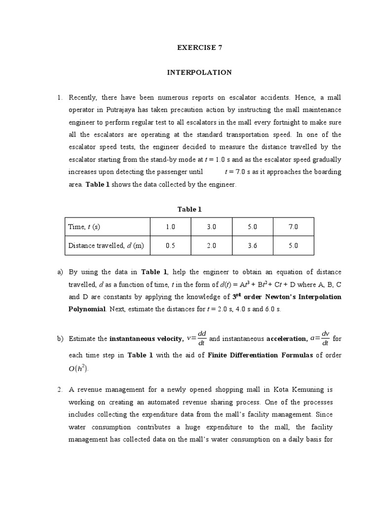 Exercise 7 Interpolation | PDF