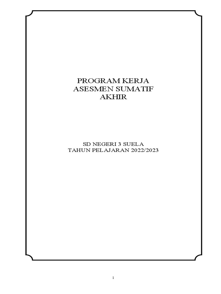 Contoh Program Kerja UN Dan US Tahun | PDF
