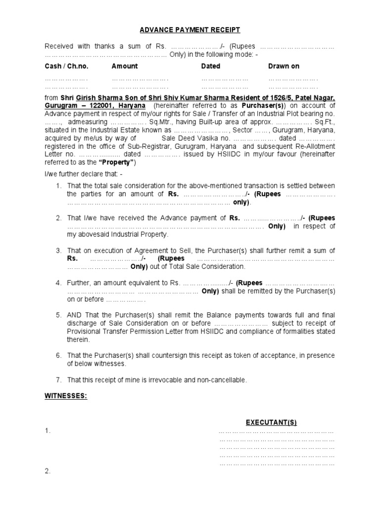 ADVANCE PAYMENT RECEIPT - Blank (3) | PDF