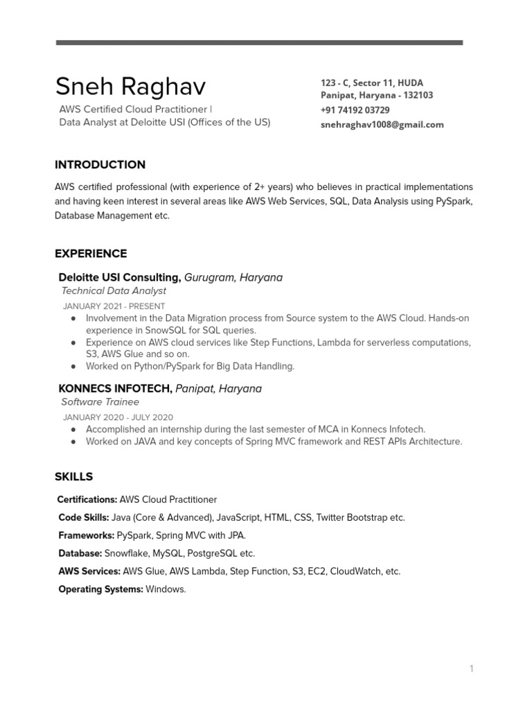 Sneh Raghav - Resume | PDF