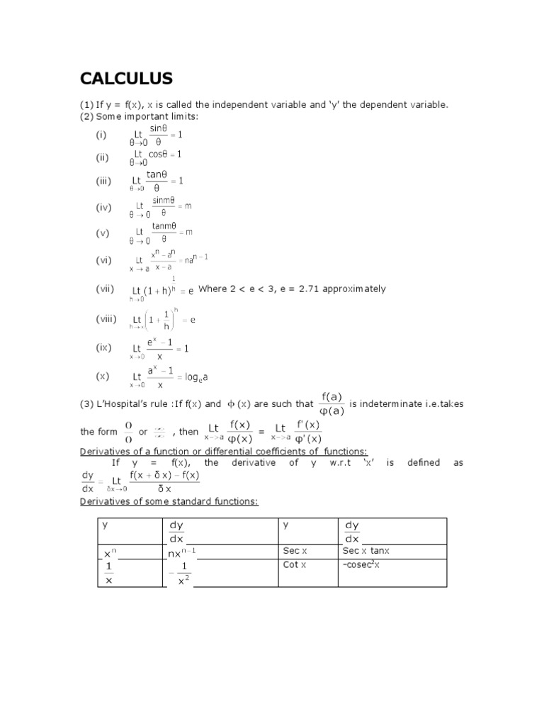 Calculus (6 Pages) | PDF
