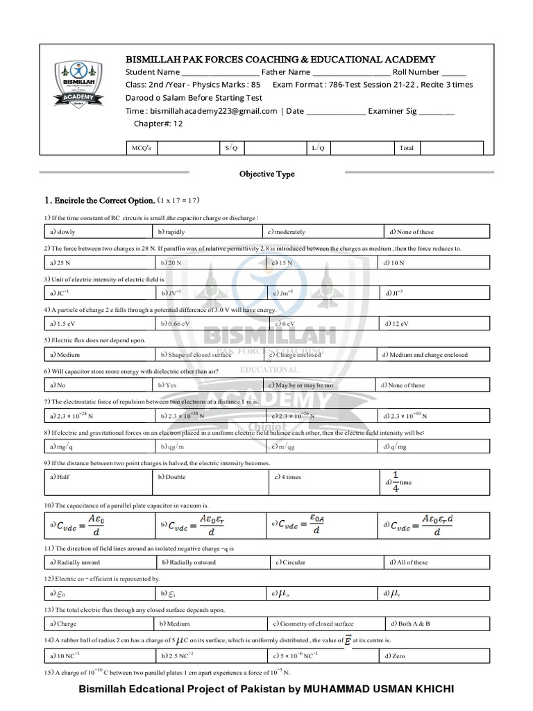2nd Year Physics CW Test | PDF