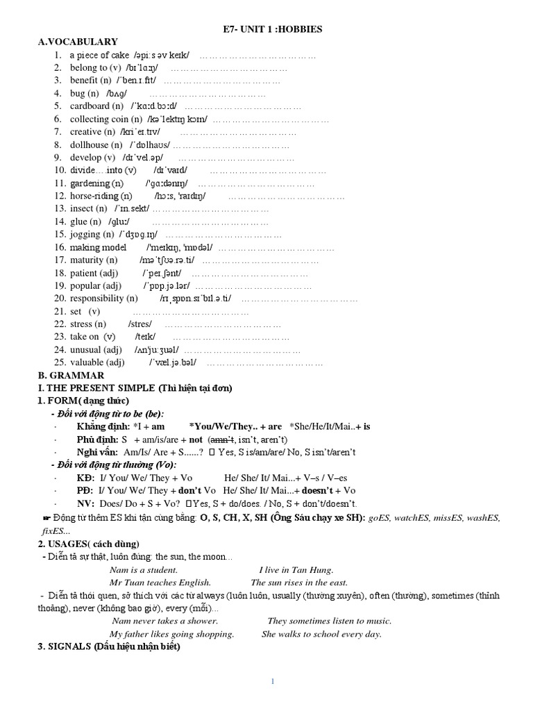 E7 - Unit 1 - Photo | PDF