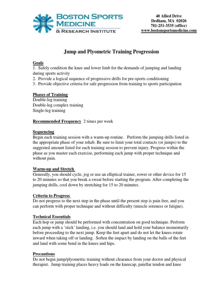 Jump and Plyometric Training | PDF