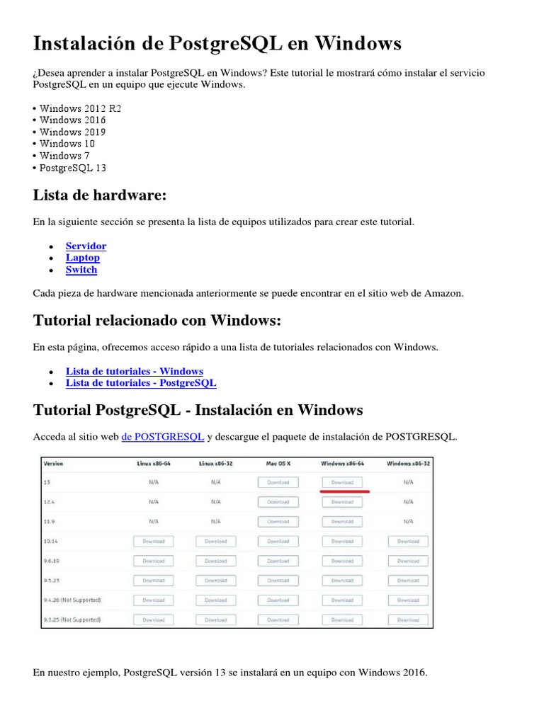 Instalación de PostgreSQL en Windows | PDF | Microsoft Windows | Mac OS