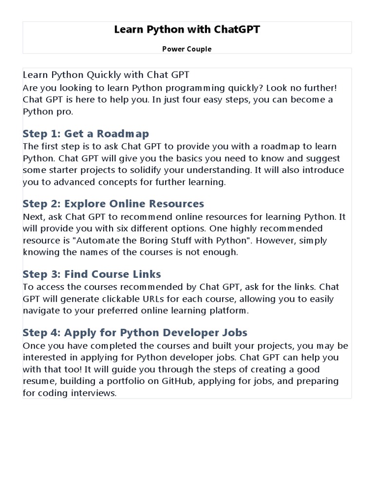Learn Python With ChatGPT | PDF