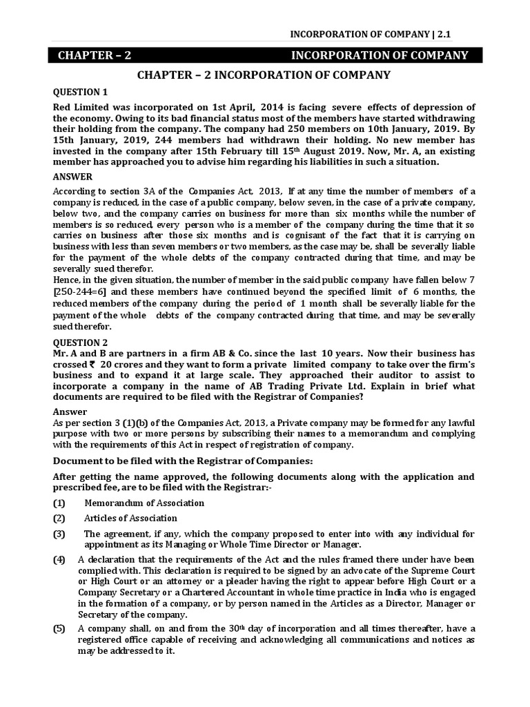 Incorporation Process Under Companies Act 2013 | PDF