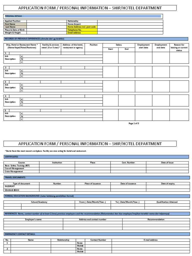 CV Application Form - Nama Applicant | PDF