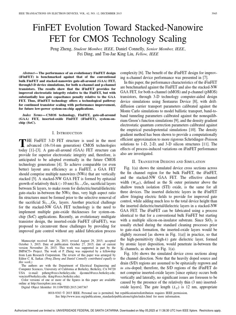 FinFET Evolution Toward Stacked-Nanowire FET For CMOS Technology ...