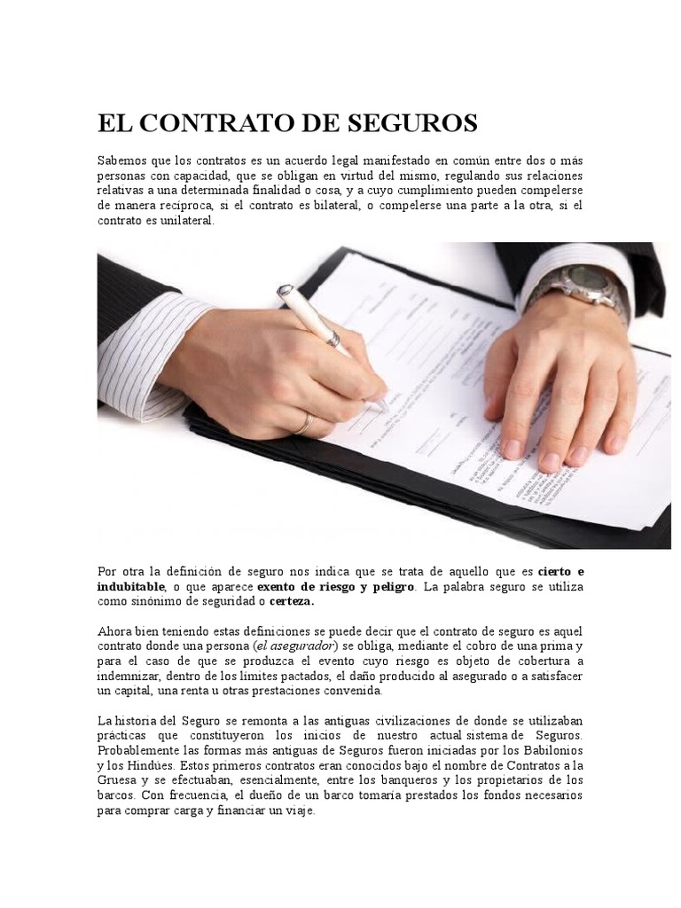 El Contrato de Seguros | PDF