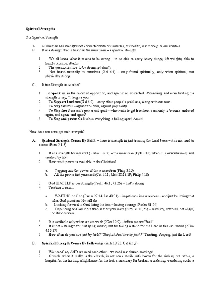 Spiritual Strengths | PDF | God | Faith