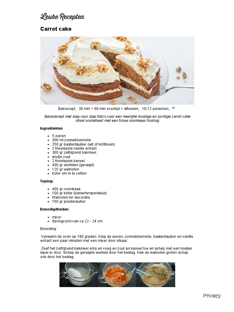 Carrot cake - Makkelijk basisrecept worteltaart - Leuke recepten | PDF