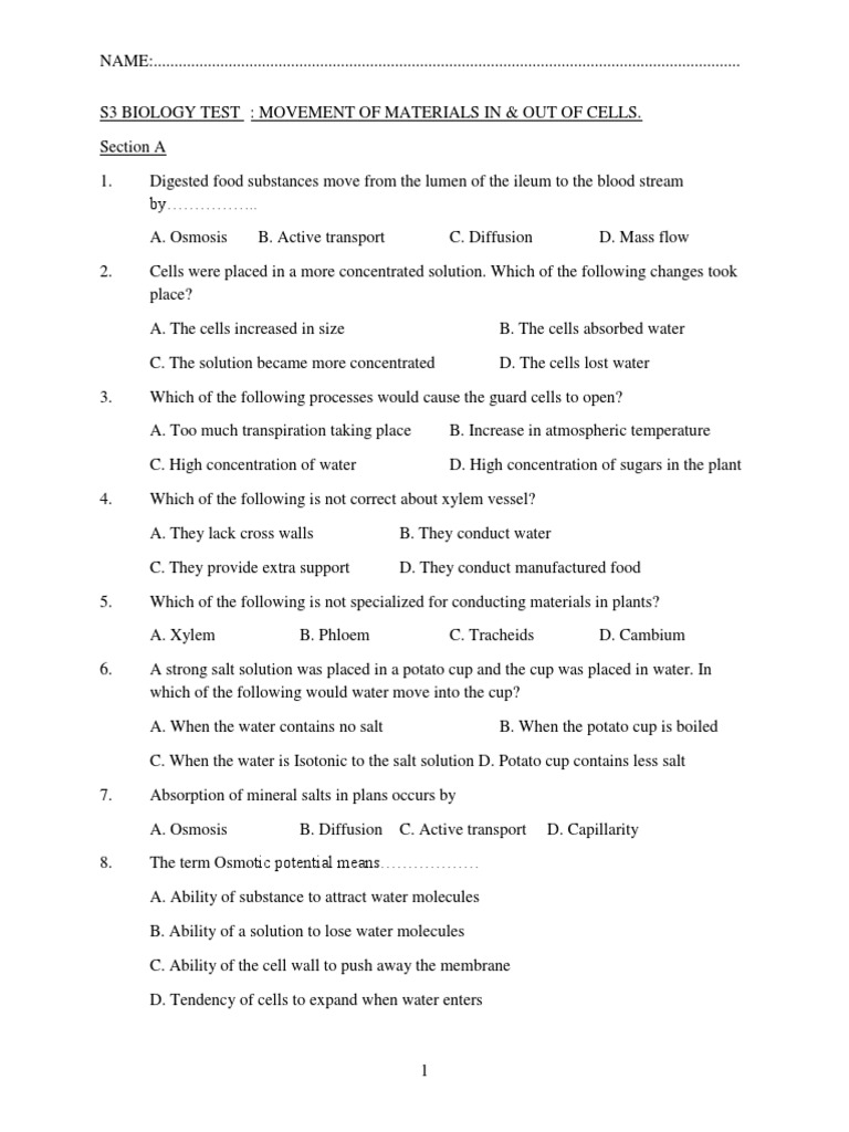 CELL PHYSIOLOGY-questions | PDF