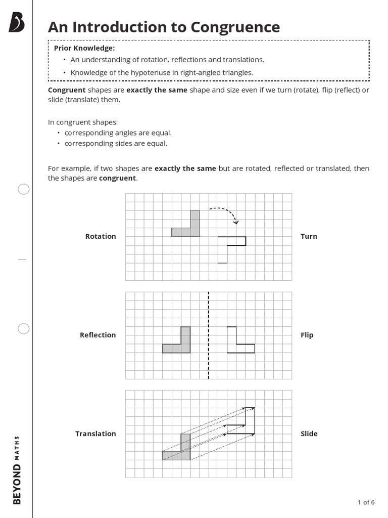 An Introduction To Congruence (Print) | PDF | Triangle | Euclidean Geometry